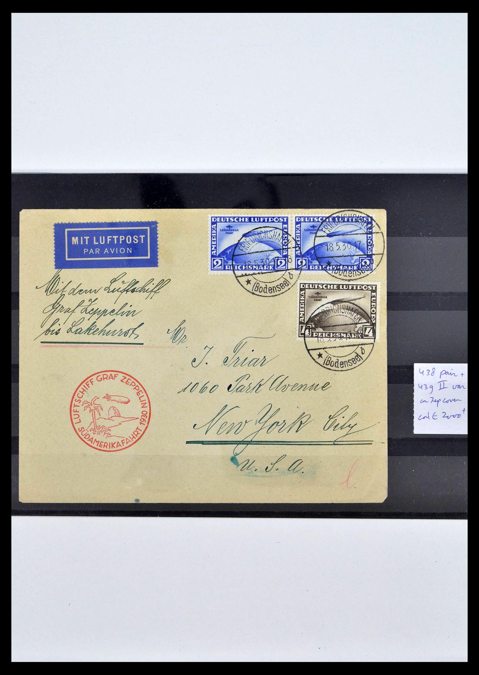 39030 Germany Zeppelin covers with plate flaws 1930. - Smits Philately