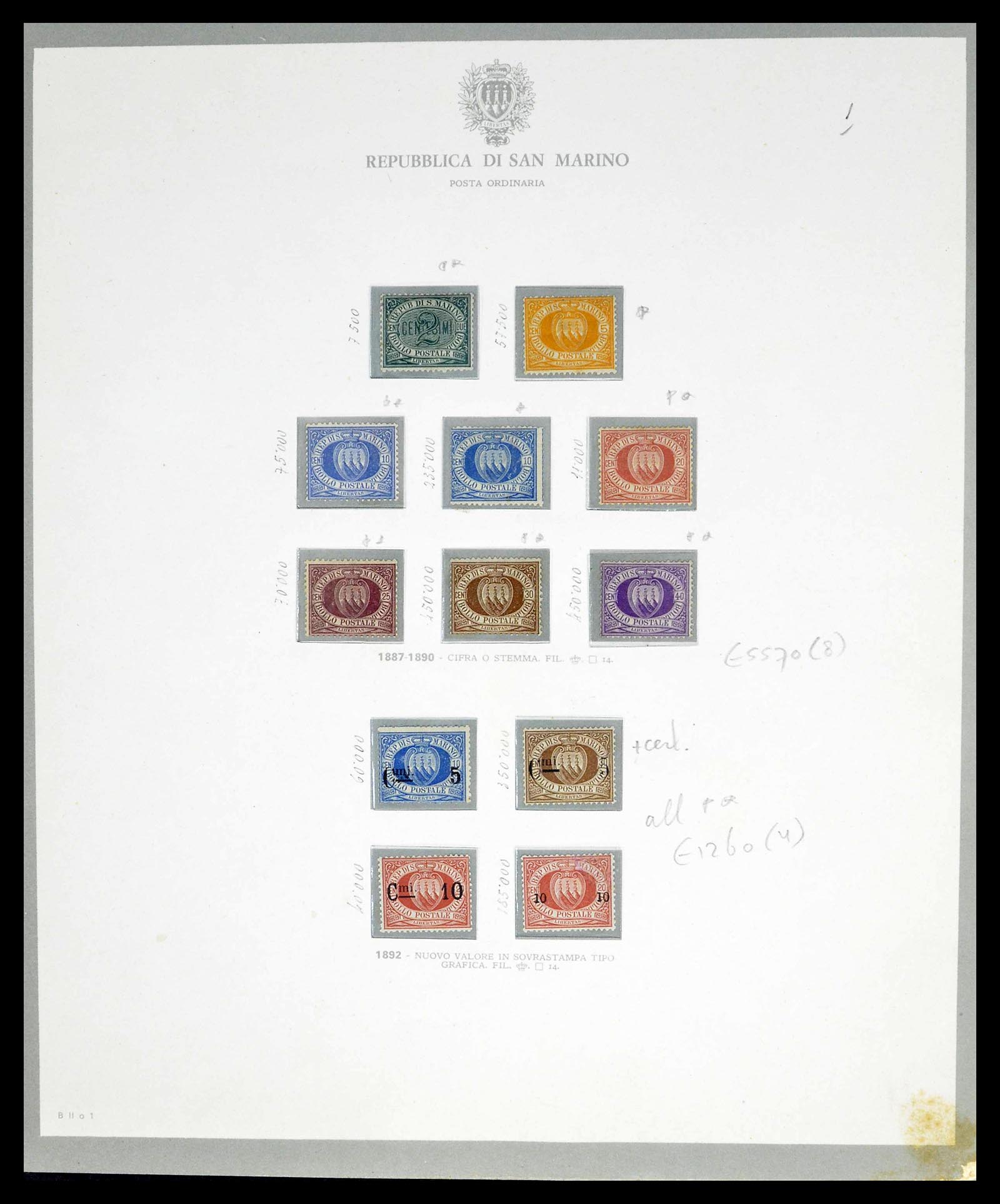 39358 San Marino key stamps 1877-1951. - Smits Philately