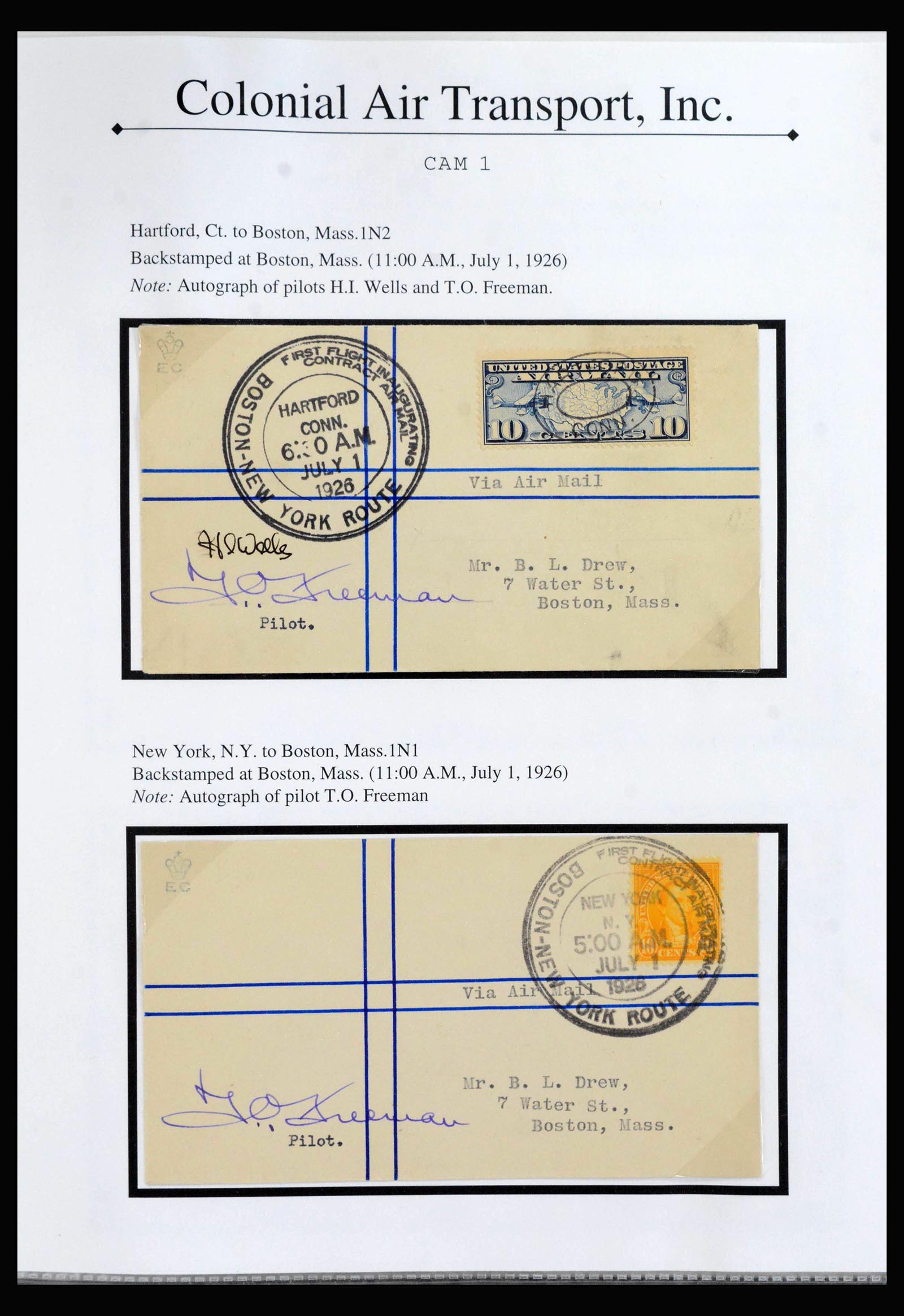 40041 USA exhibition collection airmail covers 1926-1933. - Smits Philately
